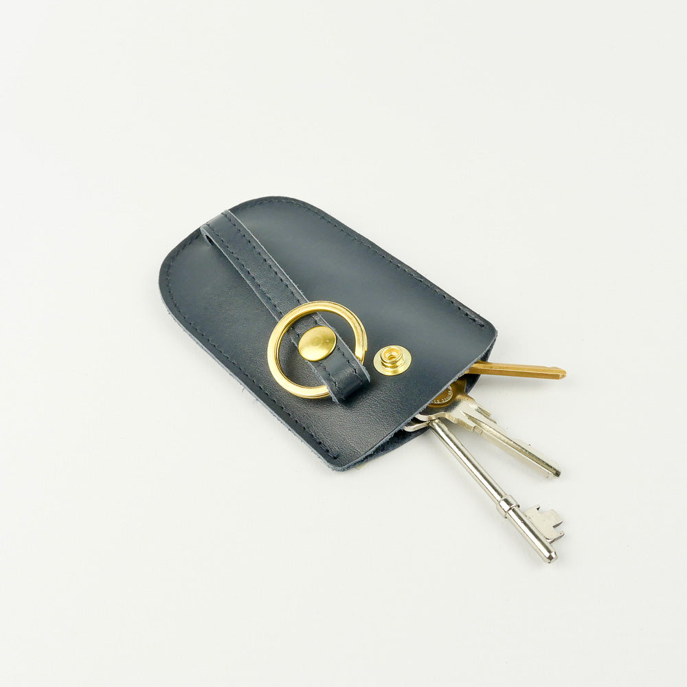 Navy Leather Bell Key Holder | Handmade Navy Key Pouch – Village Leathers