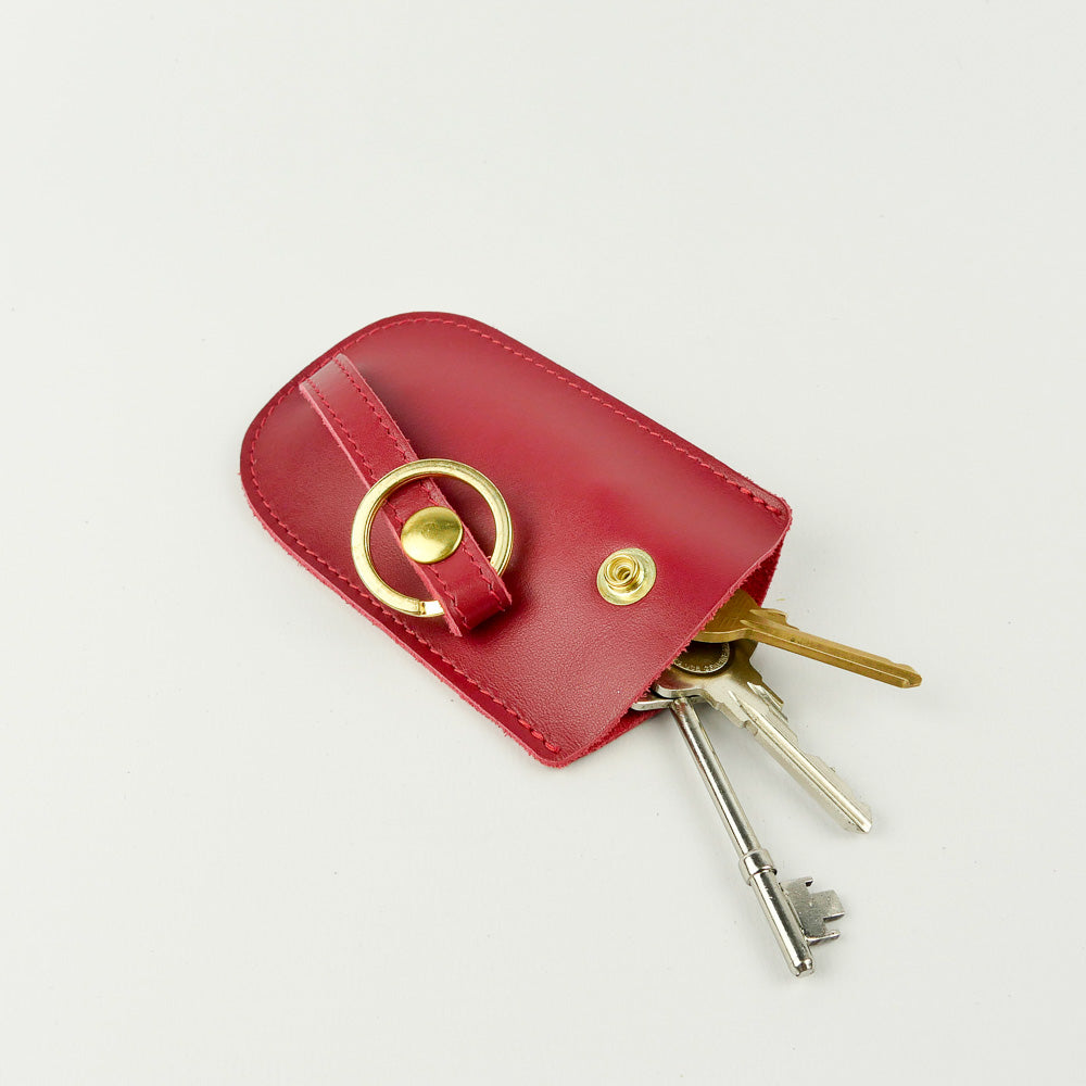 Red Leather Bell Key Holder | Luxury Leather Key Pouch – Village Leathers