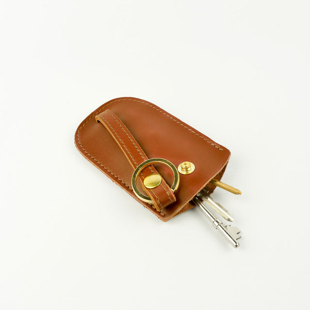 Leather Bell Key Holder Tan | Luxury Leather Key Pouch – Village Leathers