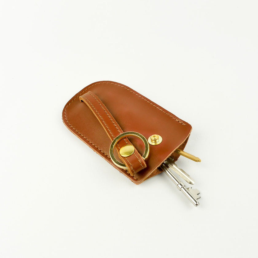 Leather Bell Key Holder Tan | Luxury Leather Key Pouch – Village Leathers
