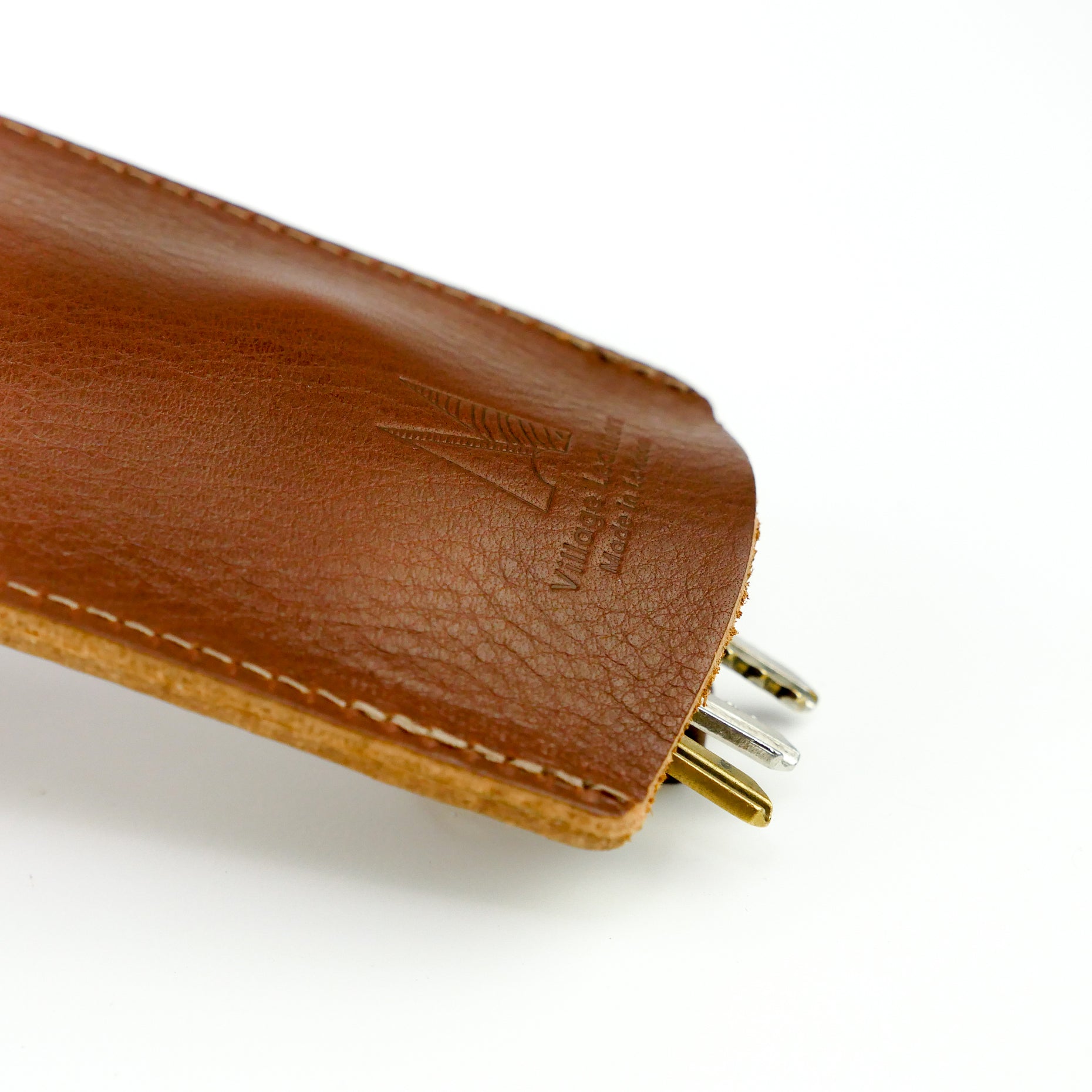 Tan Leather Key Holder | Bell Key Case | Sustainable Leather Key Pouch ...