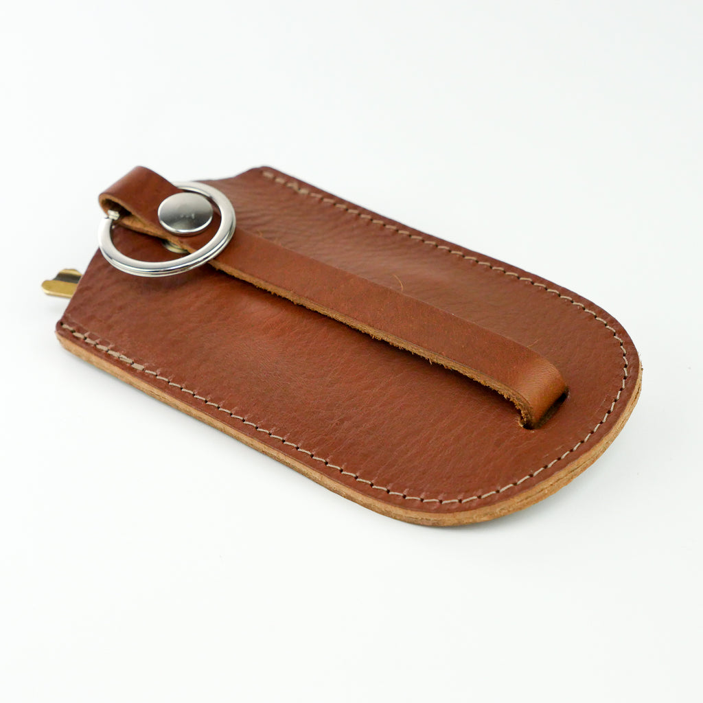 Tan Leather Key Holder | Bell Key Case | Sustainable Leather Key Pouch ...