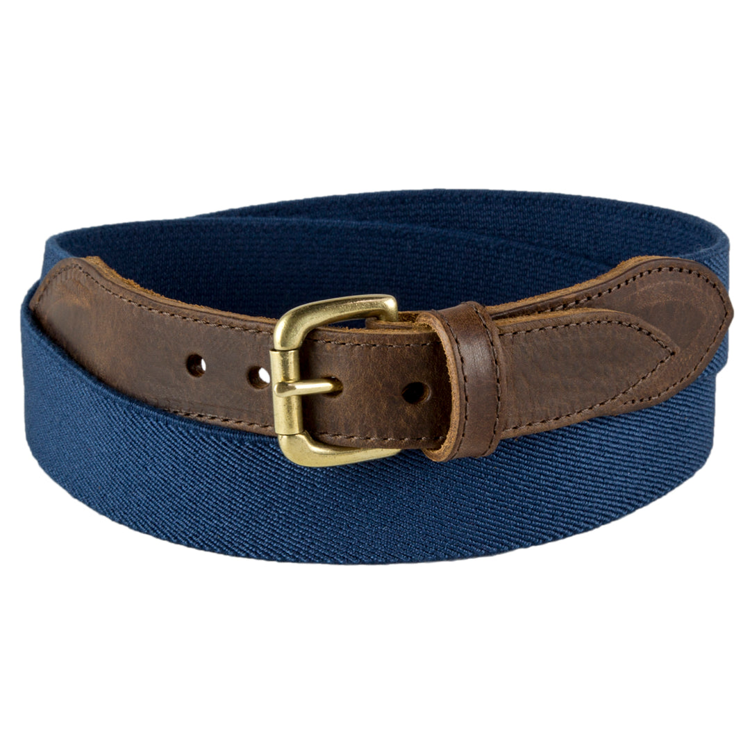 Narrow Leather Trimmed Elasticated Belt | 25mm Webbing Belt | Leather ...
